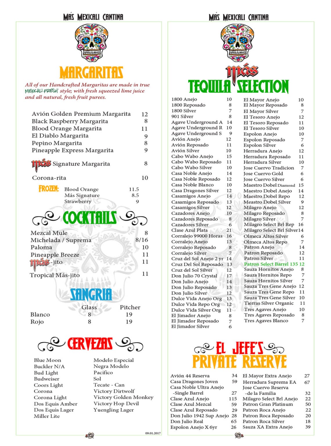 Takeout & Outdoor Patio Dining Menu - Más Mexicali Cantina